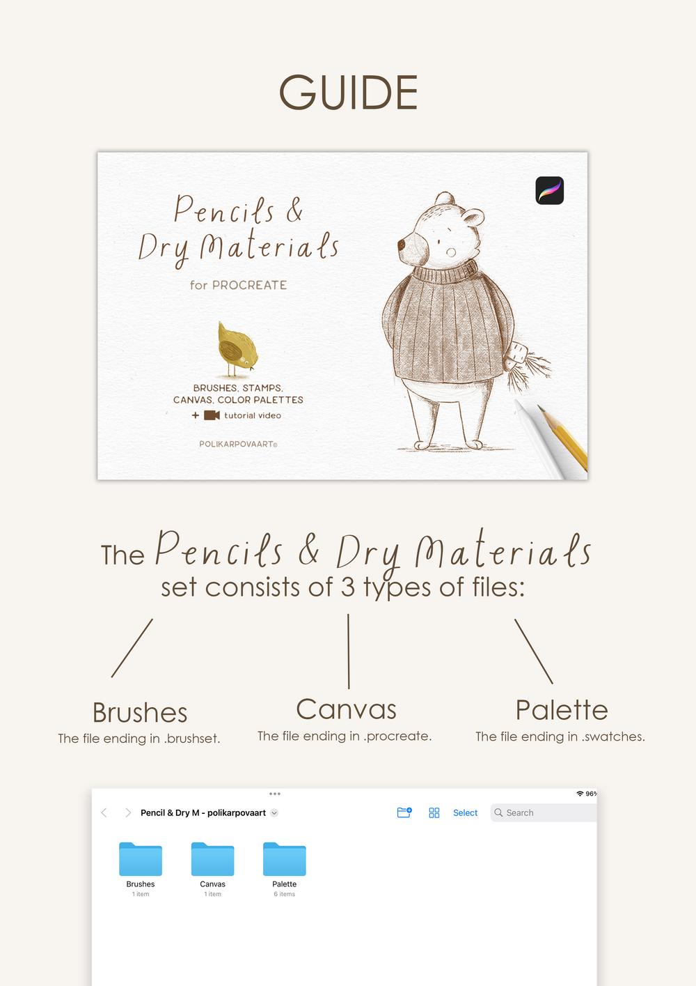 Guide for installing brushes and canvas "Pencils & Dry Materials" for ...