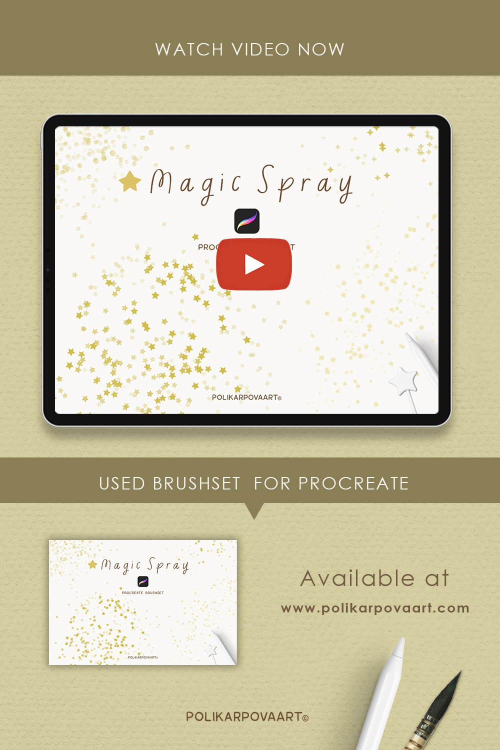 Overview of the free "Magic Spray" brush set for Procreate - polikarpovaart