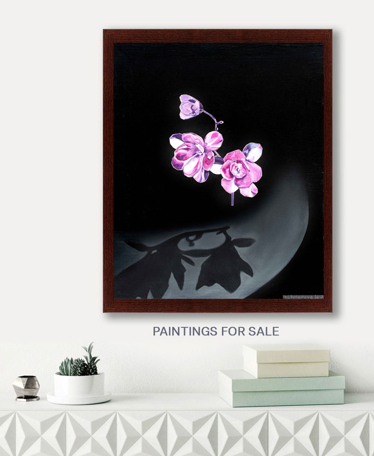 Картина для интерьера цветок "Без корней" масло на холсте 50х40 см, 2018