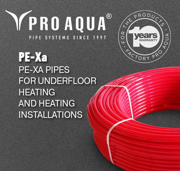 PE-Xa pipes for underfloor heating and heating installations