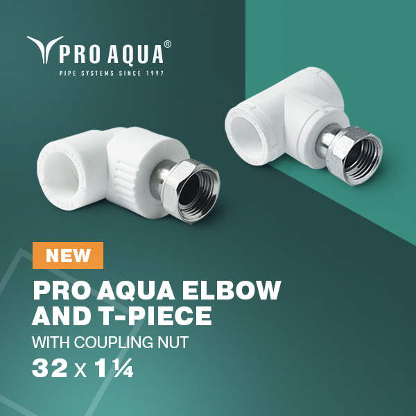 PRO AQUA elbow and T-piece with coupling nut 32 1 ¼